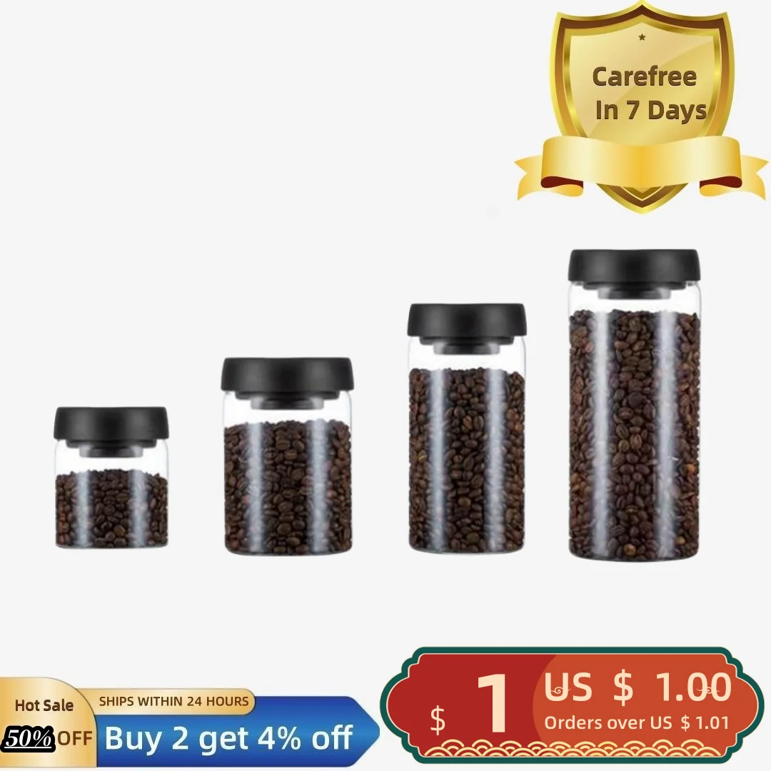 Coffee-Beans-Vacuum-Sealed-Tanks-Kitchen-Food-Storage-Clear-Glass ...