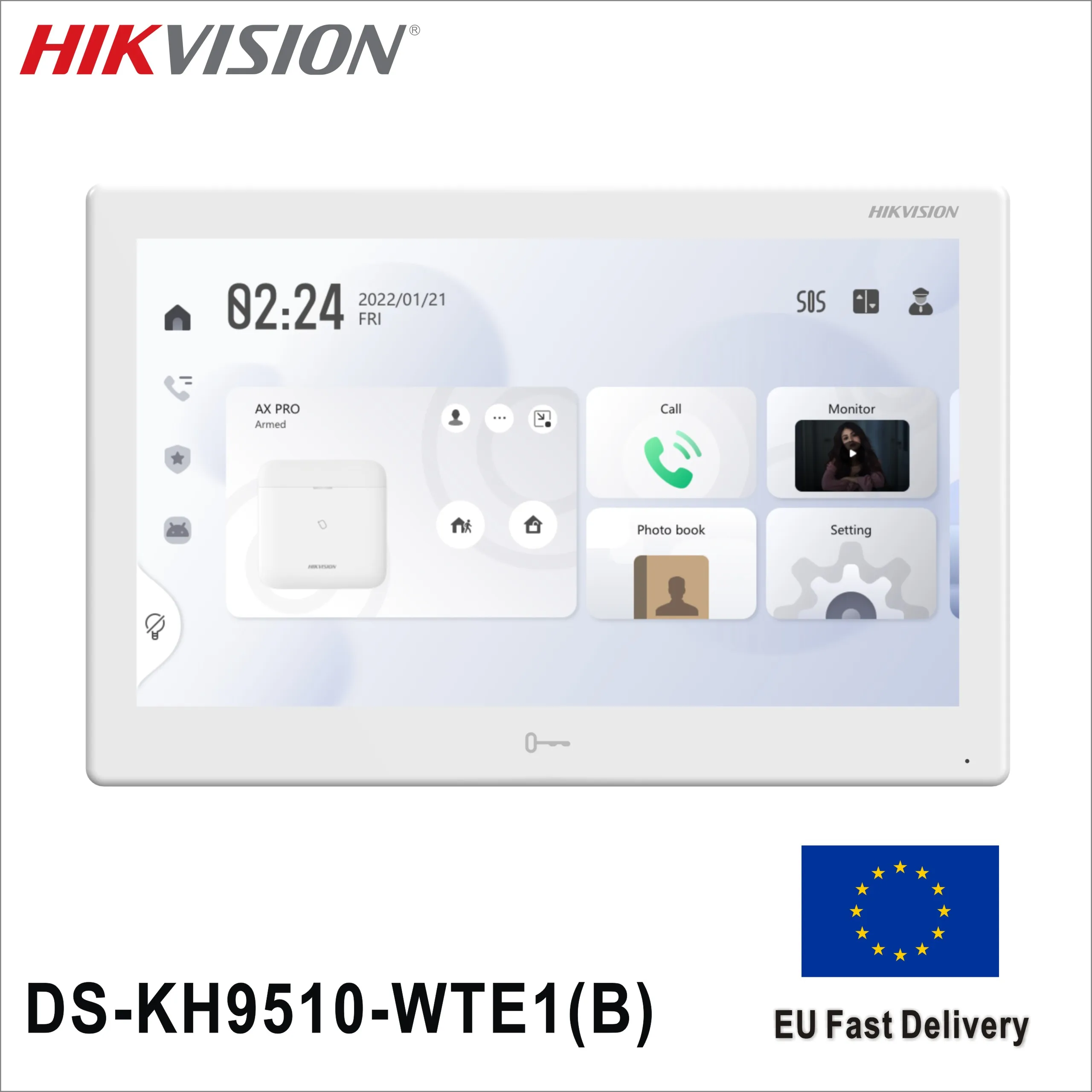 Hikvision DS-KH9510-WTE1(B) Android Video Intercom Indoor Station 10.1 ...