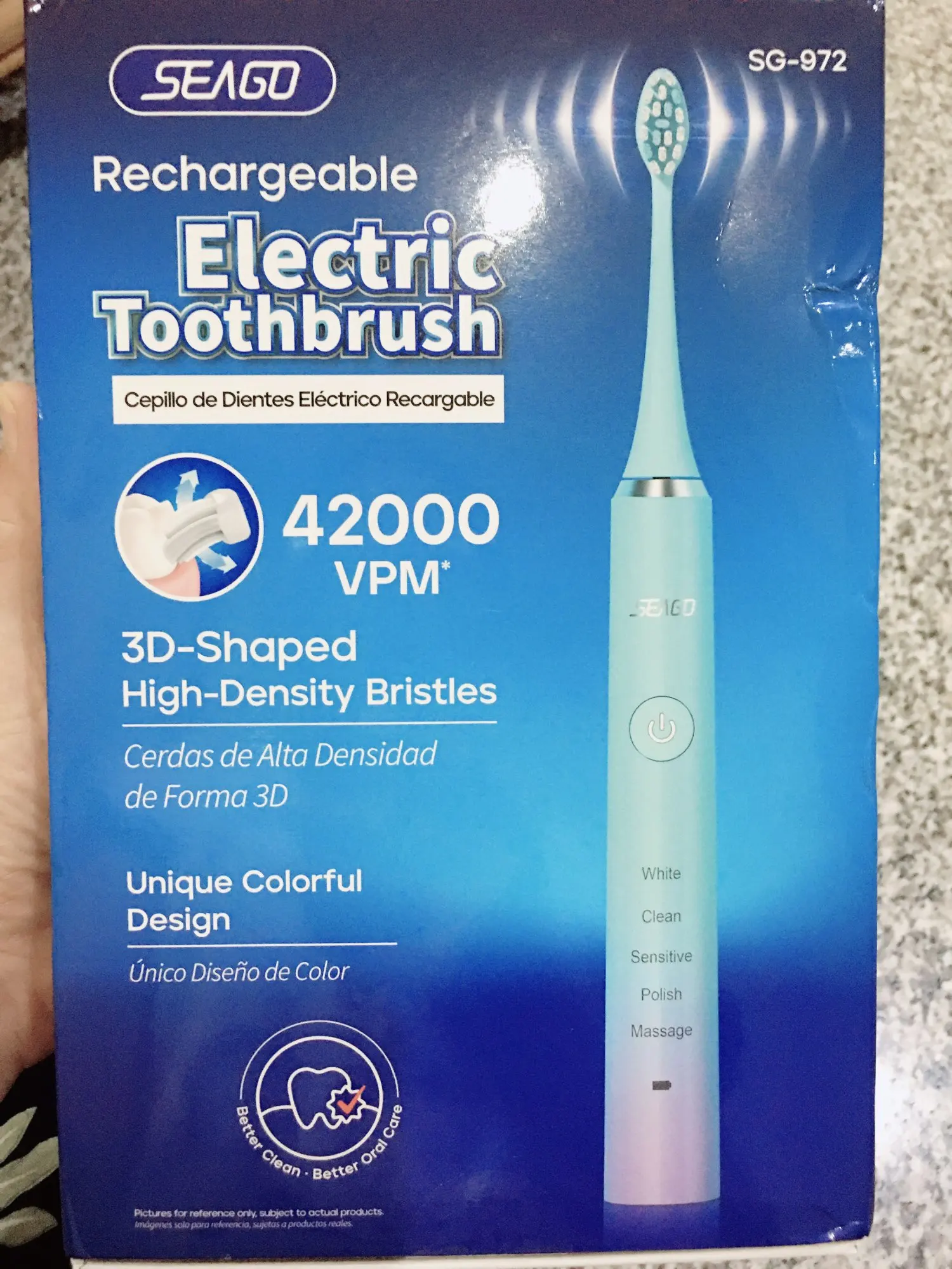 SEAGO SG-972 Szczoteczka soniczna | 5-8 końcówek | etui – SonicWhite