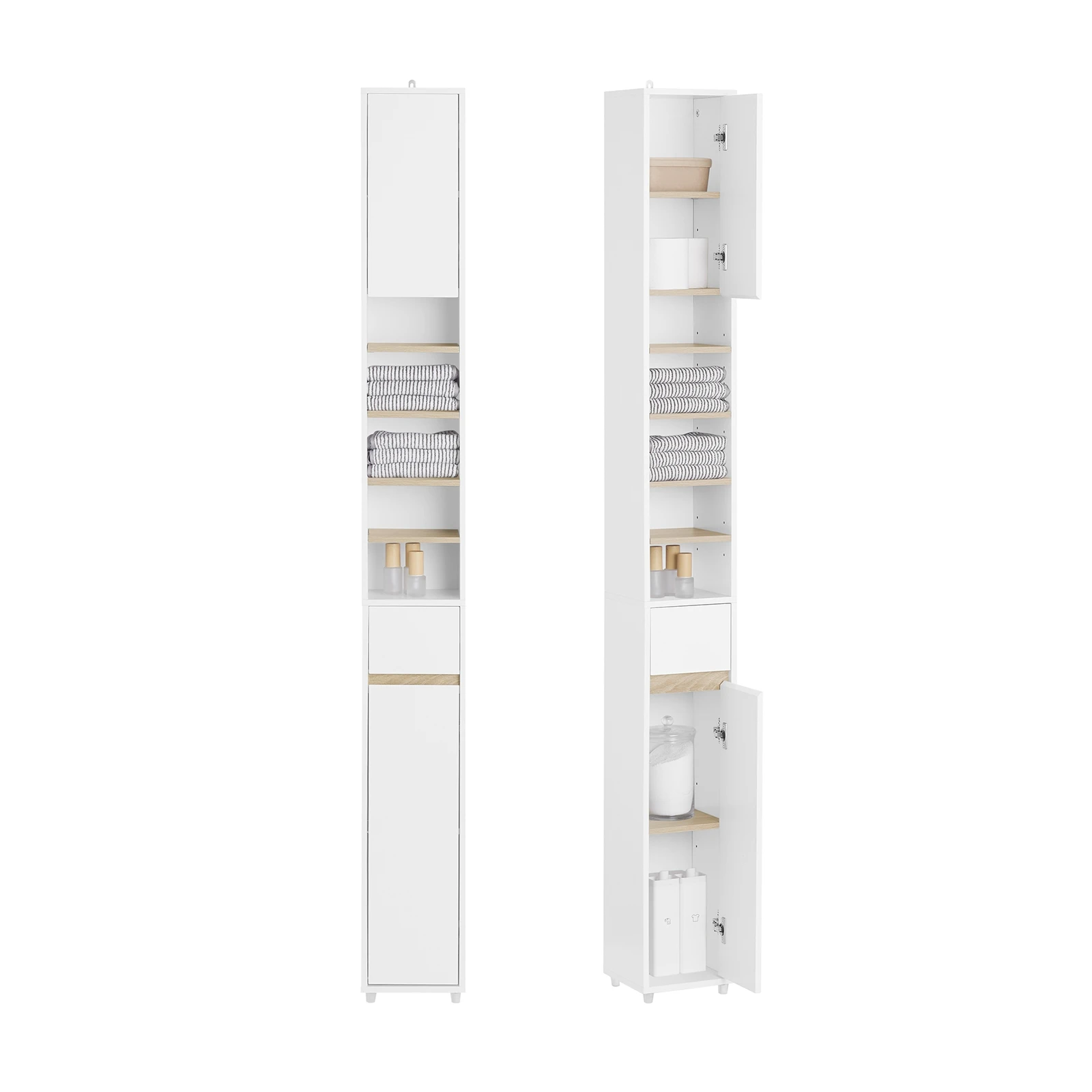 SoBuy BZR34 Tall Bathroom Cabinet 20cm Slim Cupboard Bathroom Storage ...