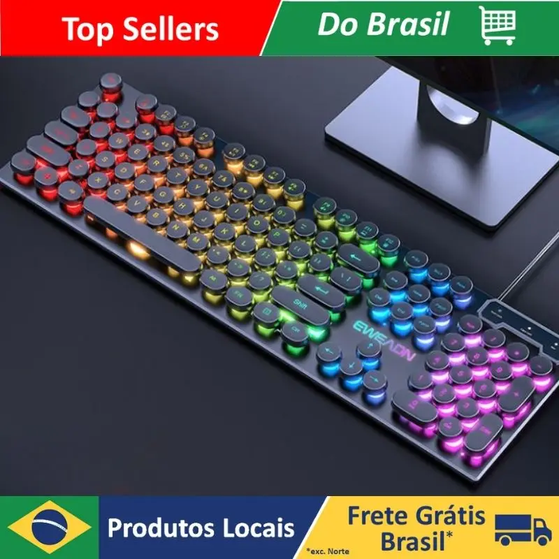 DAFUSHOP Teclado com Teclas Redonda LED RGB Silencioso KP-2059