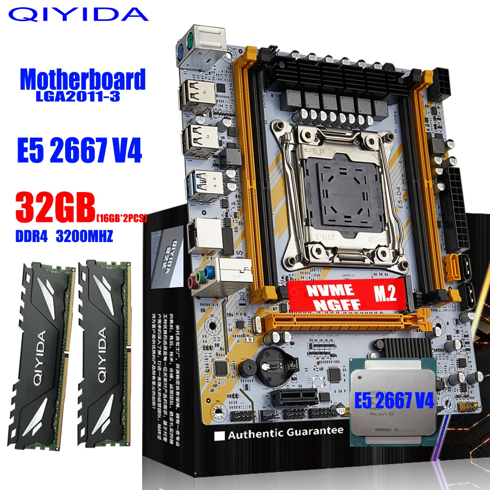 QIYIDA-X99-Motherboard-Set-Xeon-E5-2667-V4-LGA2011-3-CPU-3200MHz-DDR4 ...