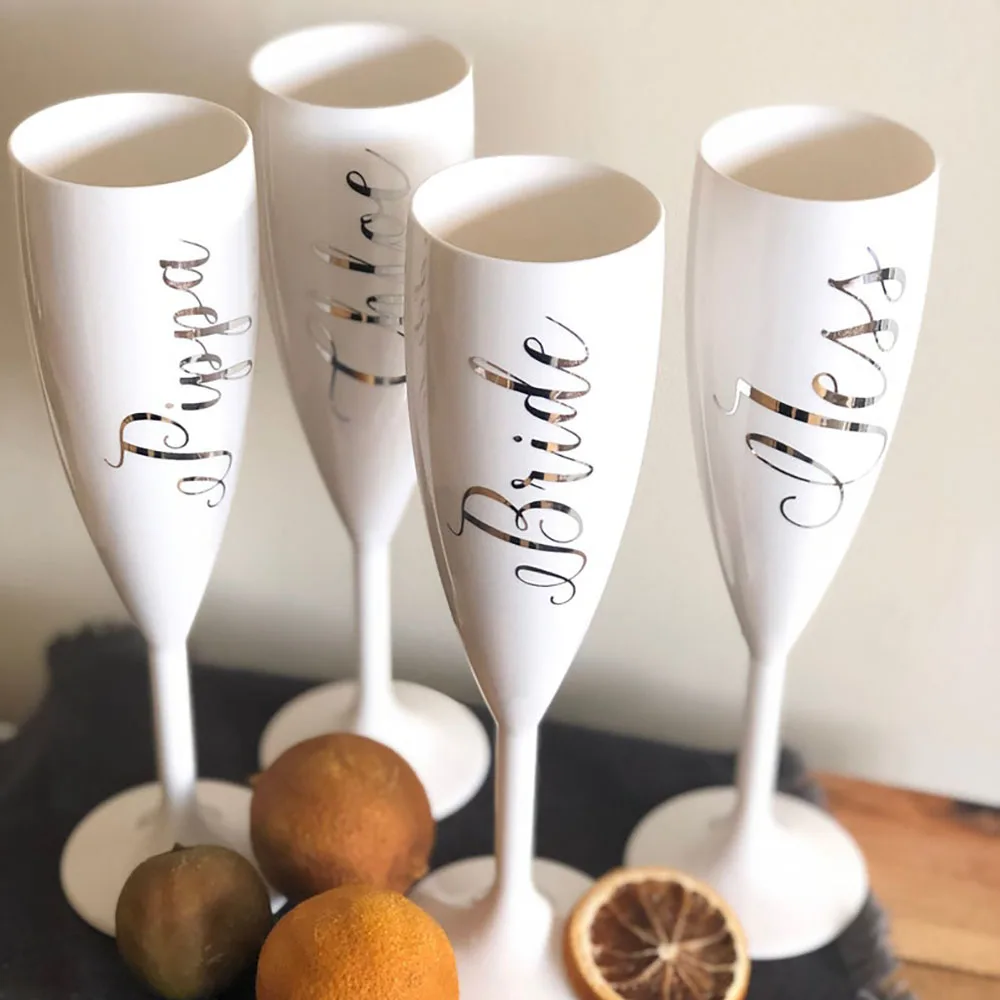 Personalised Prosecco Flutes Wedding Custom White Acrylic Champagne ...