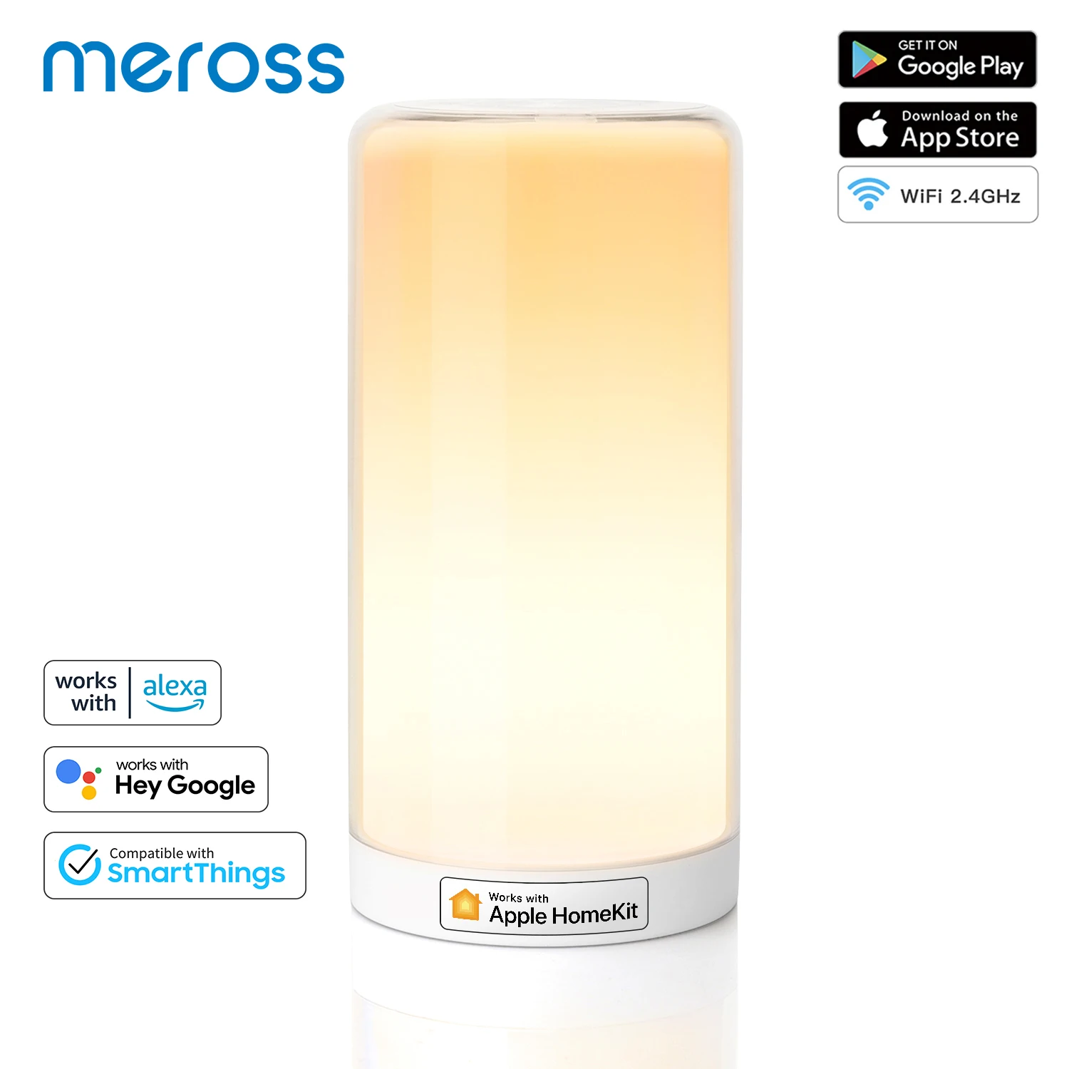 Meross – lampe de chevet connectée HomeKit, lampe de nuit LED RGBWW Wi ...