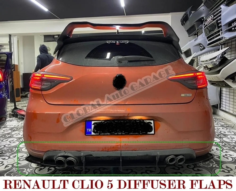For-Renault-Clio-5-Diffuser-Flaps-2019-2020-2021-Rear-Bumper-Extension ...