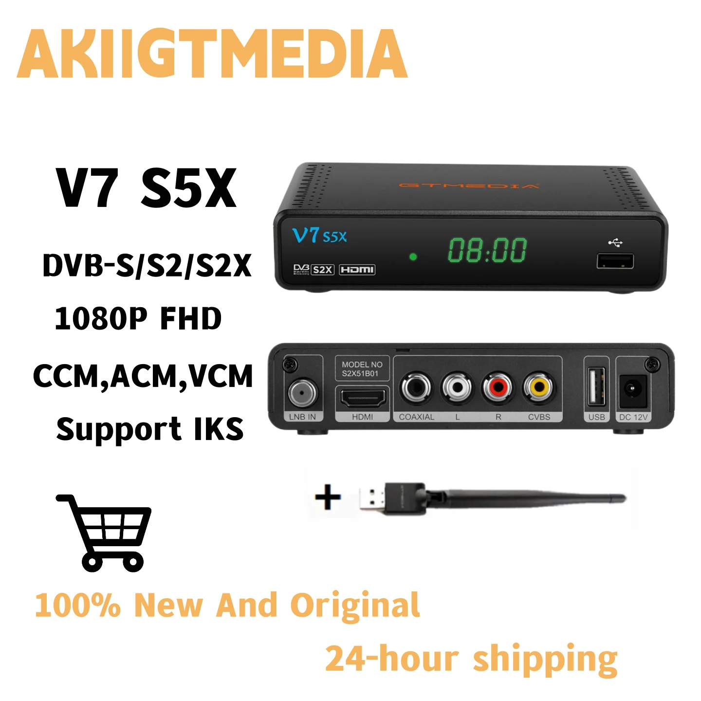 Gtmedia receptor satélite v7 hd, decodificador Original, s5x, s2x, DVB S, s2s2x, vcm, multiflujo ...