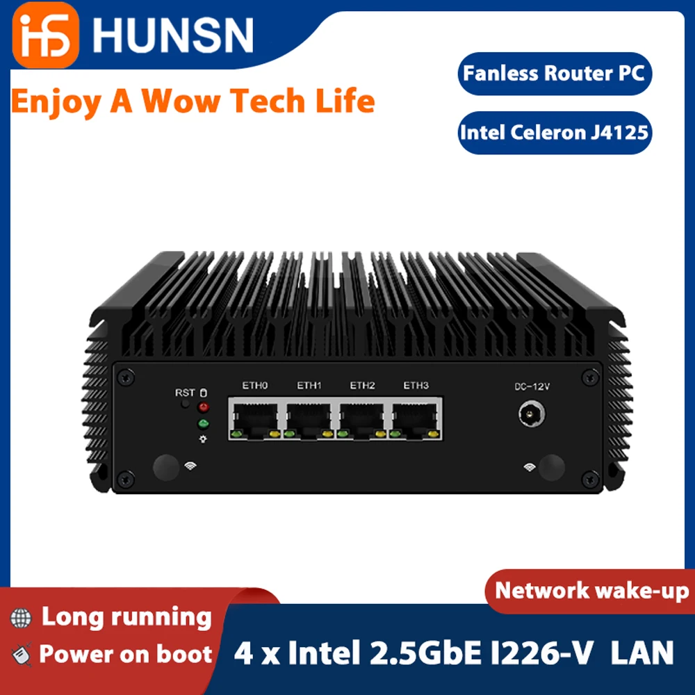 HUNSN RJ15,Celeron J4125,Micro Firewall Appliance,Router PC,4x Intel 2 ...