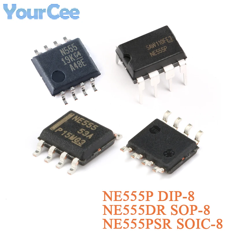 10pcs NE555 NE555PSR SOIC-8 NE555DR SOP-8 NE555P DIP-8 Precision Timer Chip IC Integrated Circuit