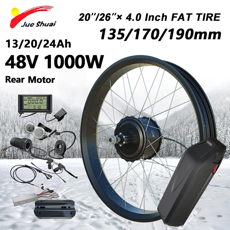 48V-1000W-Electric-Bike-Conversion-Kit-20-26-4-0Inch-Wheel-Electric ...