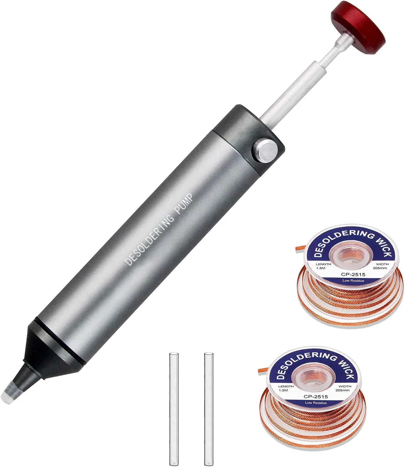 Professional-Desoldering-Pump-Non-Clogging-Solder-Sucker-with-2-Pieces ...