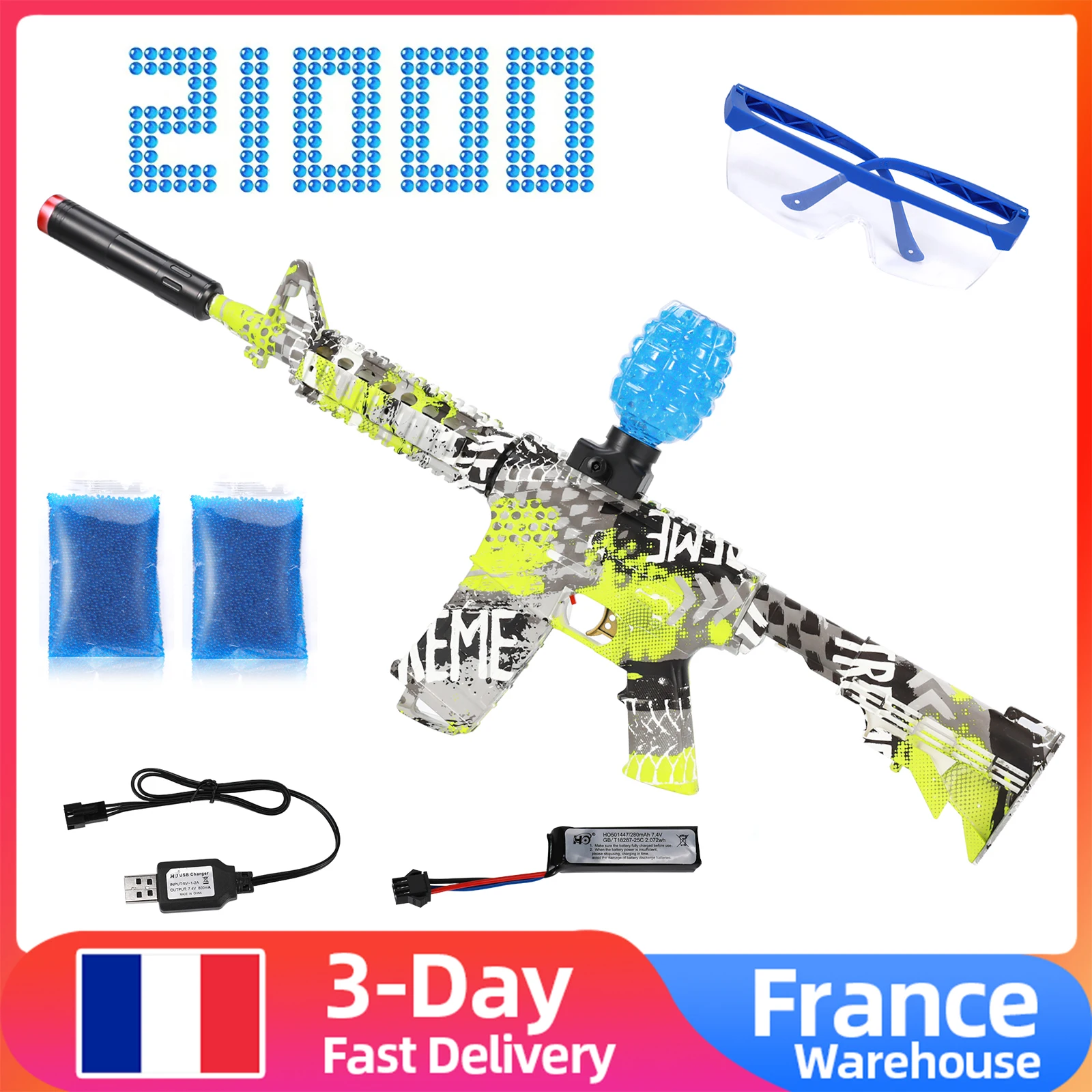 Electric Water Ball Beads Gel Blaster Gun Toy With 21000 Water Beads ...