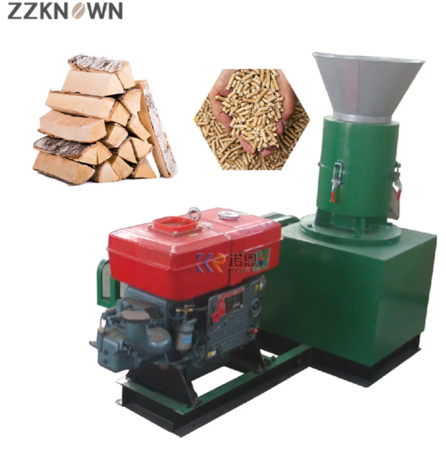 Commercial 22 HP Diesel Wood Pellet Machine Biomass Wood Pellet Making ...