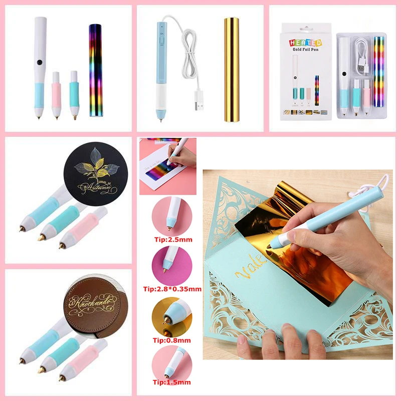 0.8/1.5/2.5/2.5*0.35mm Usb Heat Foil Pen Calligraphy Tip Slim Handle ...