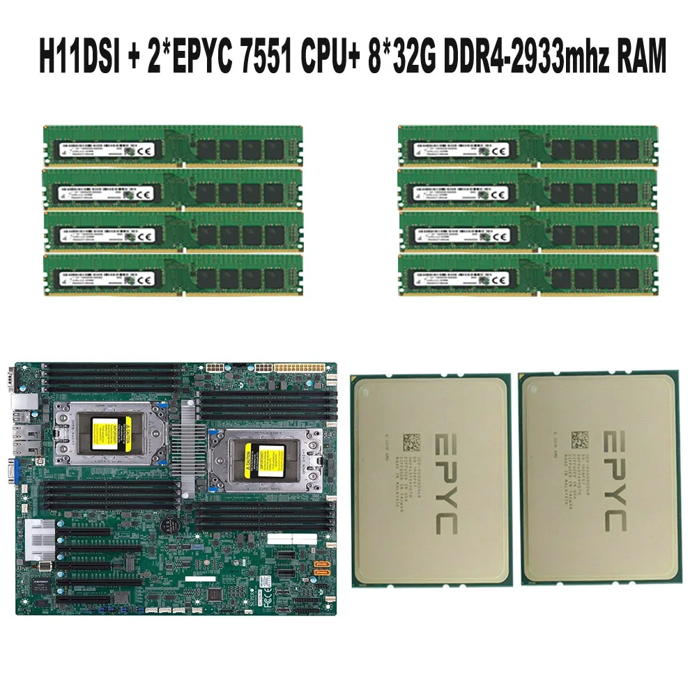 For-Supermicro-H11DSI-Motherboard-Socket-SP3-2-EPYC-7551-32C-64T-180W ...