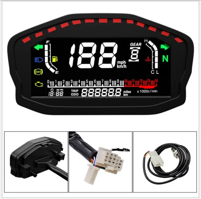 Motorcycle LED LCD Speedometer Digital Odometer Backlight Speed Water ...