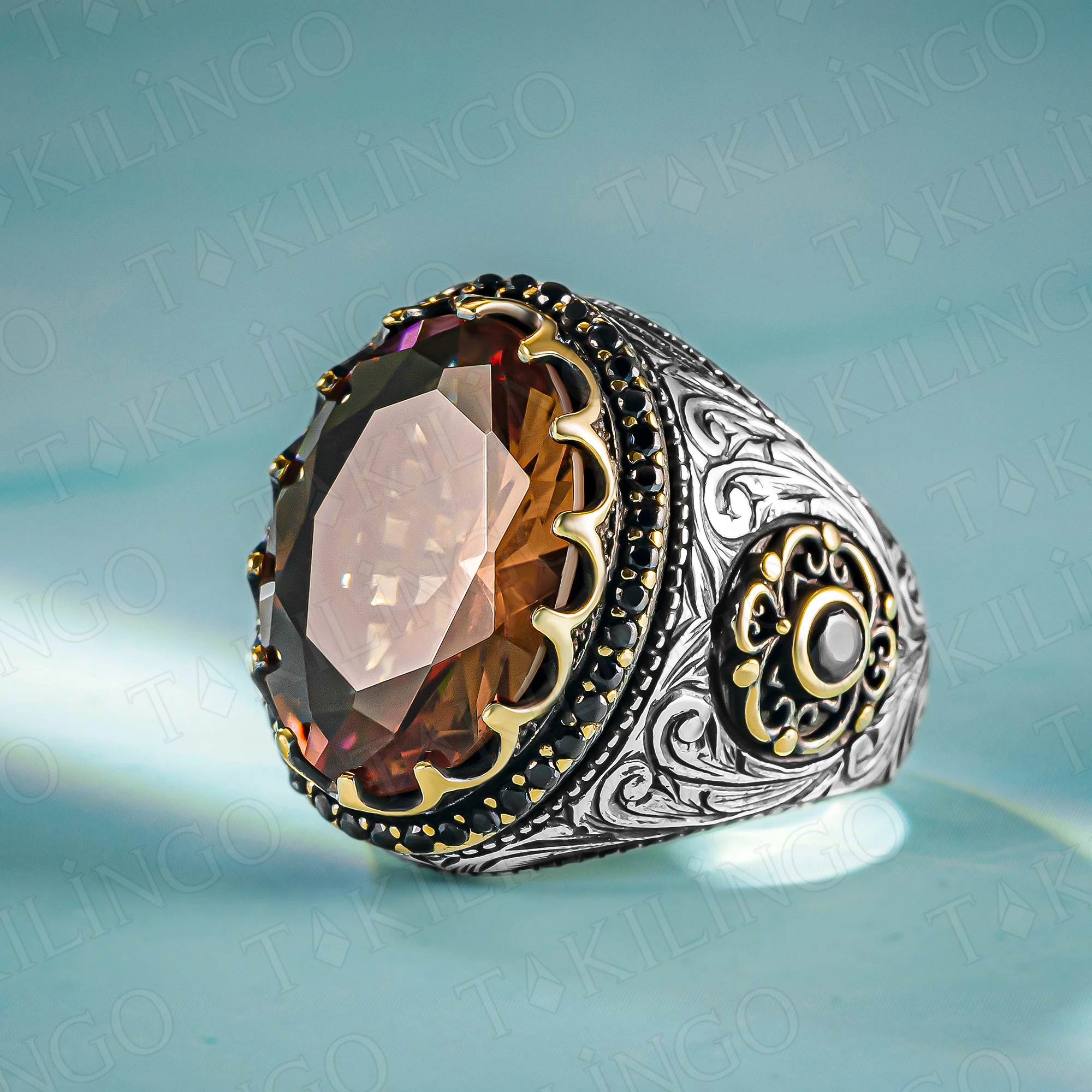 Silver Zultanite Stone Ring Natural Ottoman Style Ring Man Handmade ...
