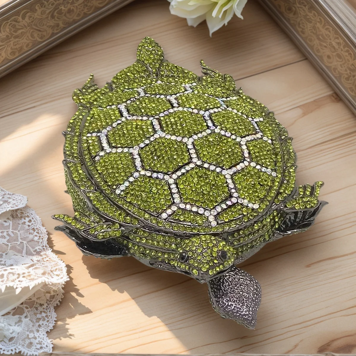 Chic Women Animal Turtle Rhinestone Bag Luxury Crystal Clutch Purse ...