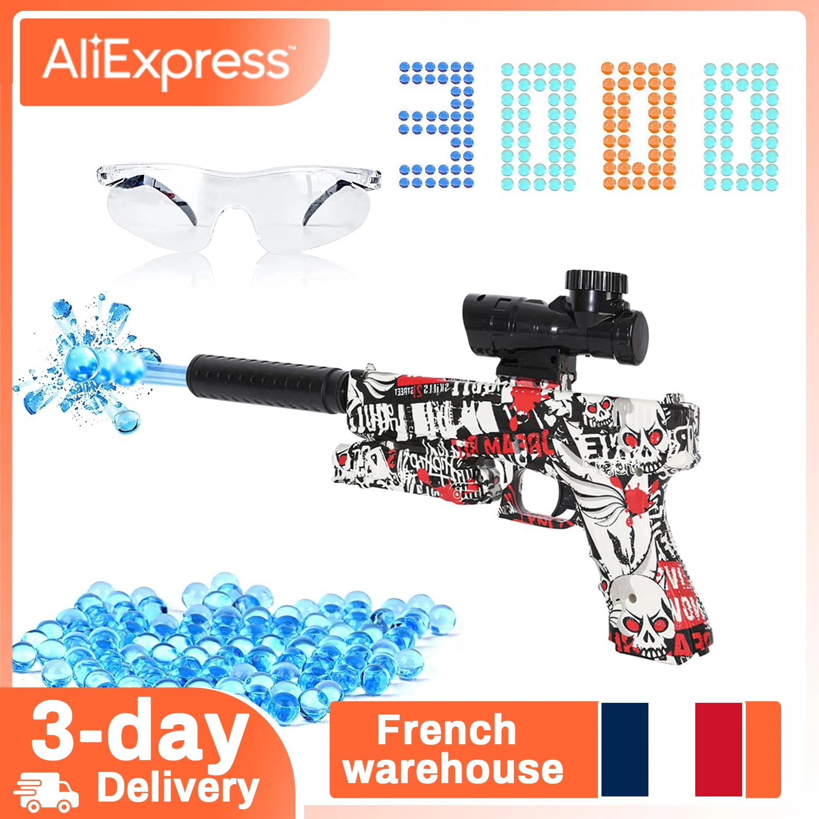 Electric-Gel-Splatter-Gun-Toy-Gun-Water-Ball-gun-Automatic-with-3000 ...