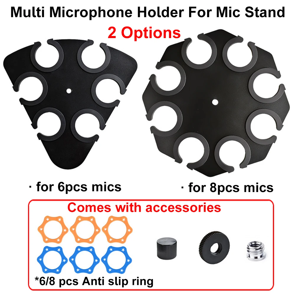 New Multiple Microphone Holder Mount to 3/8"-16 Threaded,Mic Organizer ...