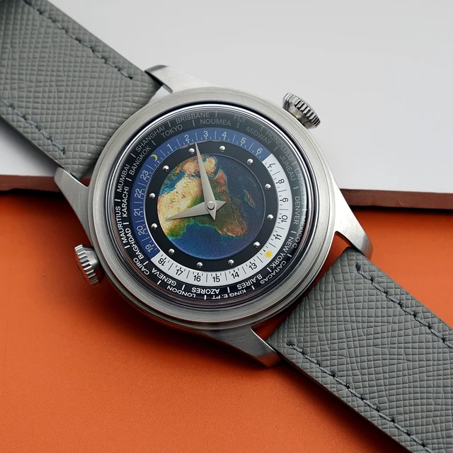 NEW Merkur Dual Crown World Time Enamel Dial Watch Retro Manual ...