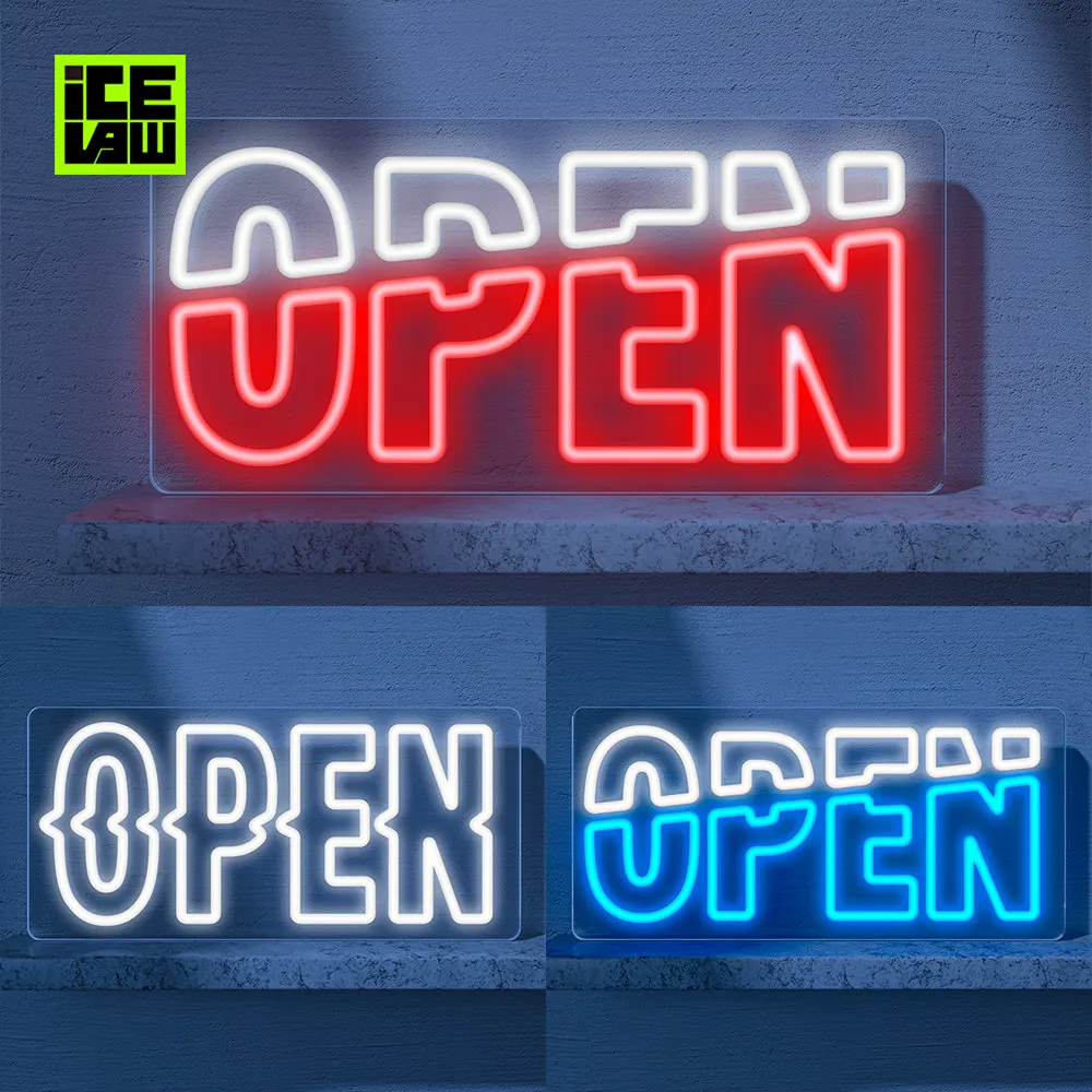 Icelaw Lampu LED Terbuka Tanda Tertutup Neon Bisnis Iklan untuk Bar ...