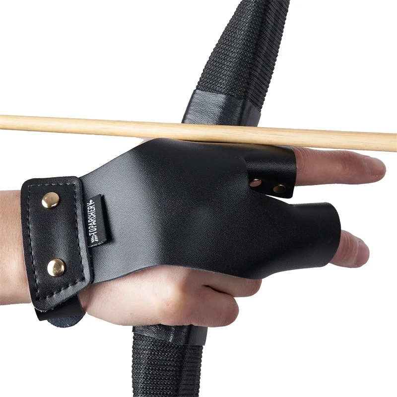 Archery-Finger-Glove-Black-Leather-Finger-Protector-Protection-Left ...