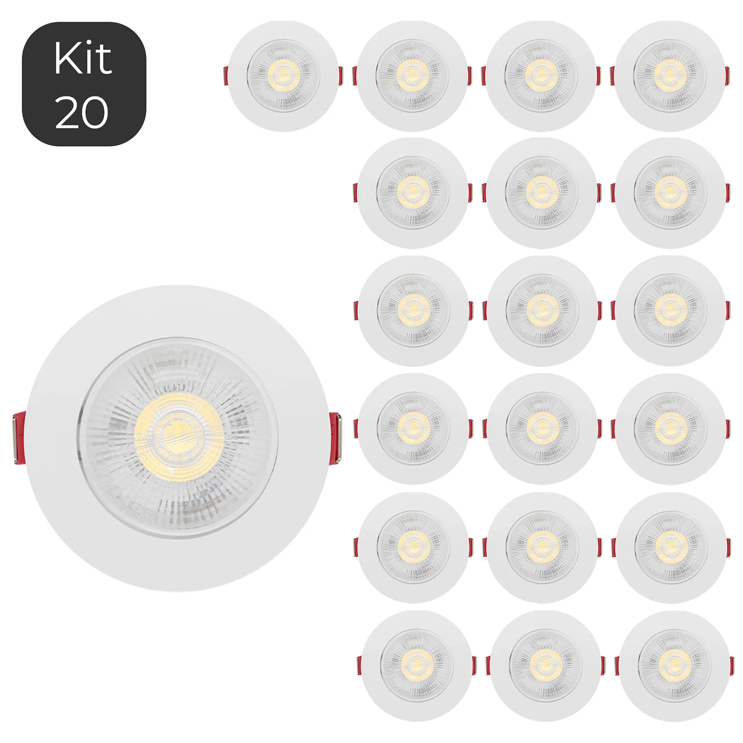 Kit 20 Spot Led 7w Dicróica Direcionável Redondo Embutir LUZ BRANCO ...
