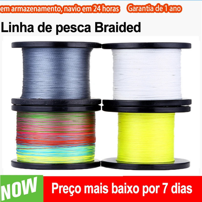 Linha de pesca trançada para pesca carpa, seda crua, super tensão ...