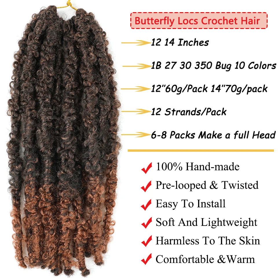 30 Inch Light Weight Butterfly Locs Crochet Hair Packs Long, 60% OFF
