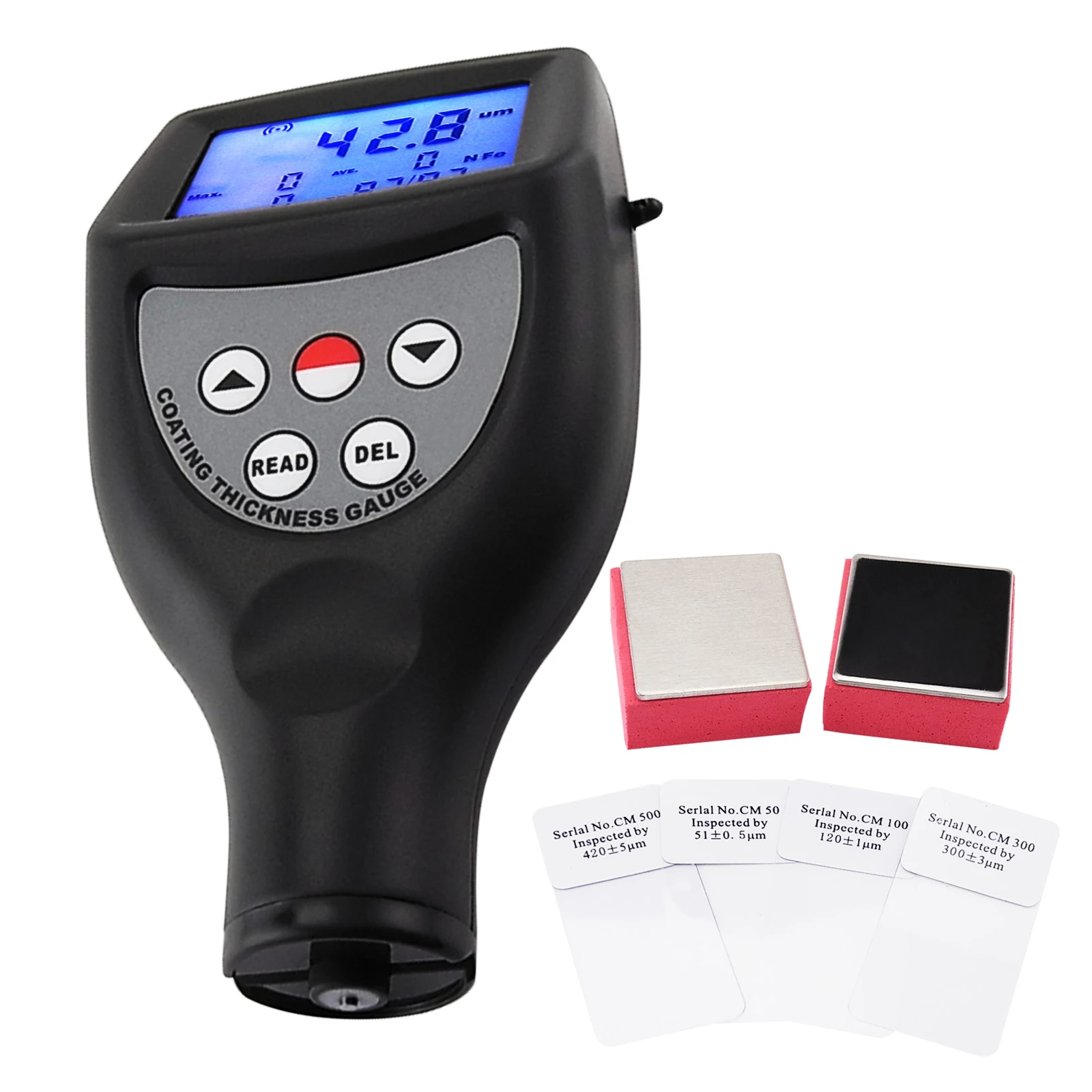 Digital Paint Coating Thickness Gauge F/NF Probes Big LCD 99 Groups ...