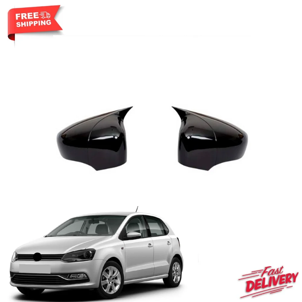 For-Volkswagen-W-Polo-6R-6C-mirror-cover-piano-black-ABS-between-2009 ...