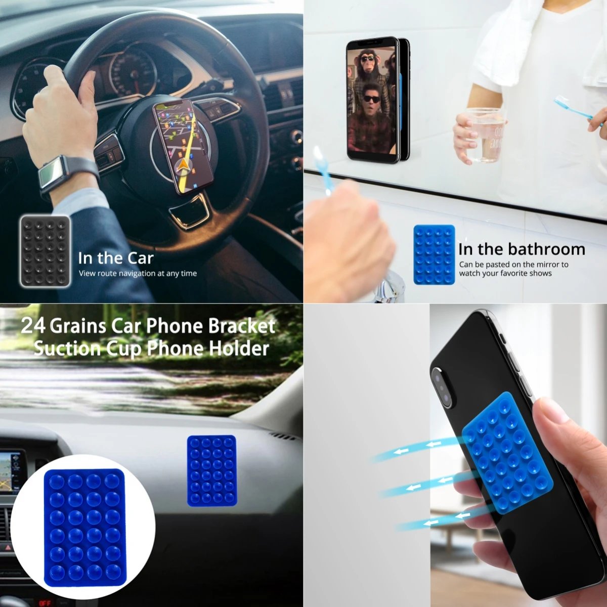 Double Side Silicone Suction Pad Backed Strong 3M Adhesive For Mobile ...