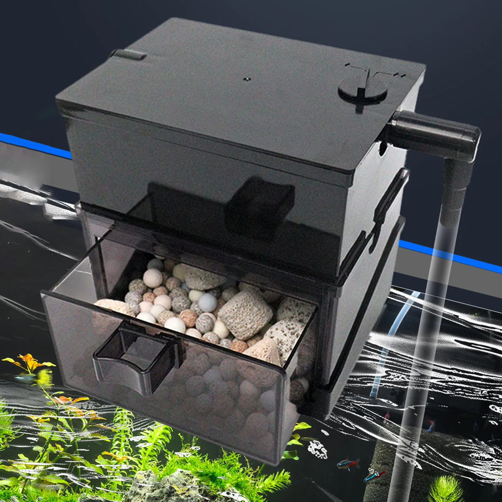 1 Set Hanging Aquarium Filter Box Multi Layer Small Fish Tank Filter ...