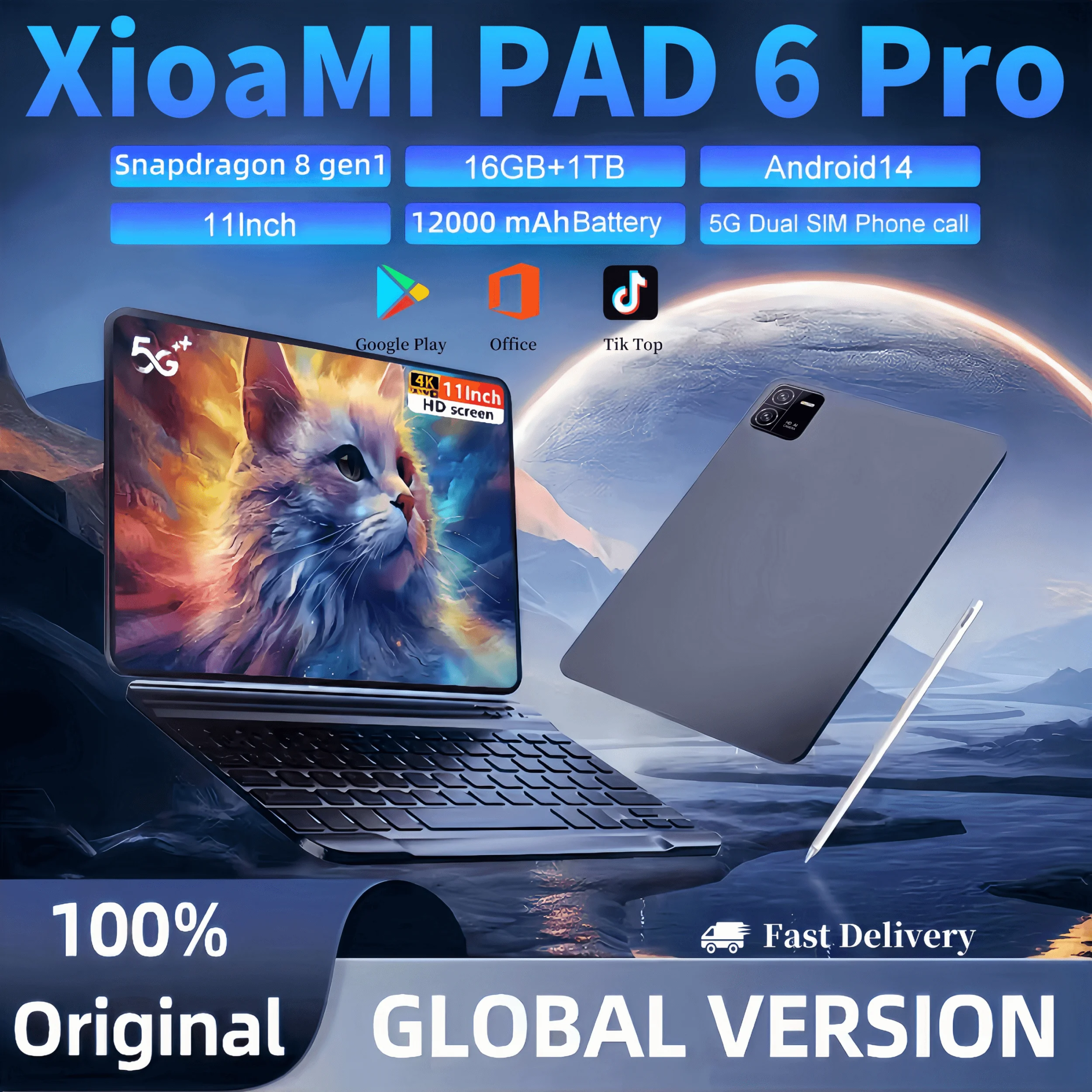 2024-NEW-Pad-6-Pro-XioaMi-Tablets-11inch-4K-16GB-1TB-12000mAh ...