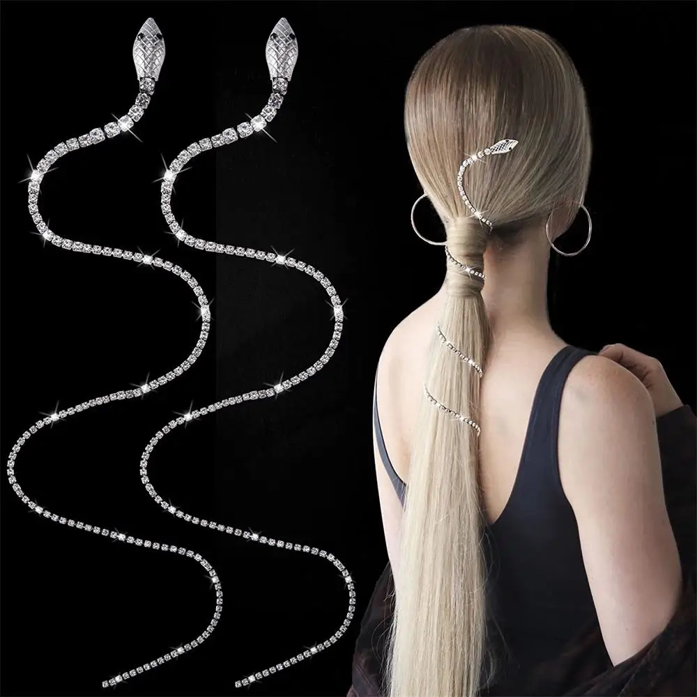 Snake Tassel Hair Chain Winding Ponytail Braids Jewelry Rhinestone ...