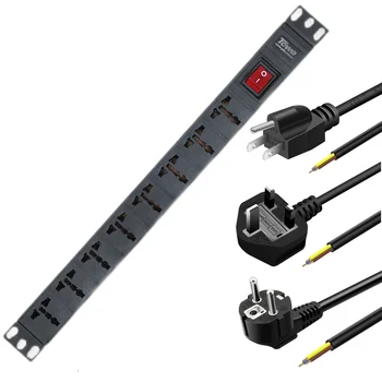 1U 19" Multipurpose Socket 8 Ports PDU Rack Mount Power Strip Power ...