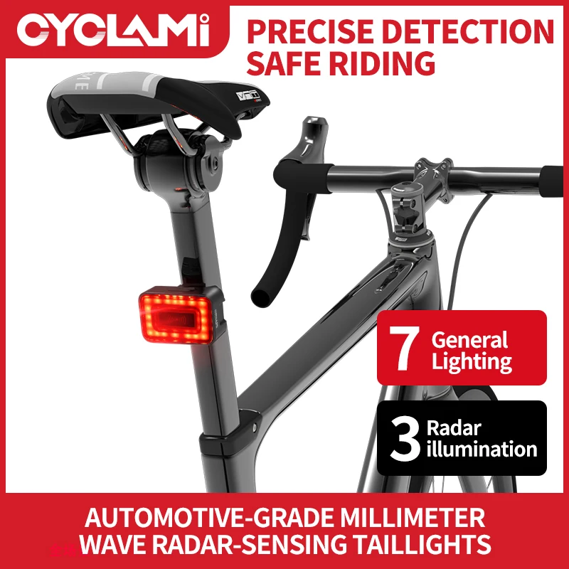 CYCLAMI-Radar-Tail-Light-Bicycle-Brake-Sensing-Lamp-Saddle-Seatpost-Ebike-Waterproof-LED ...