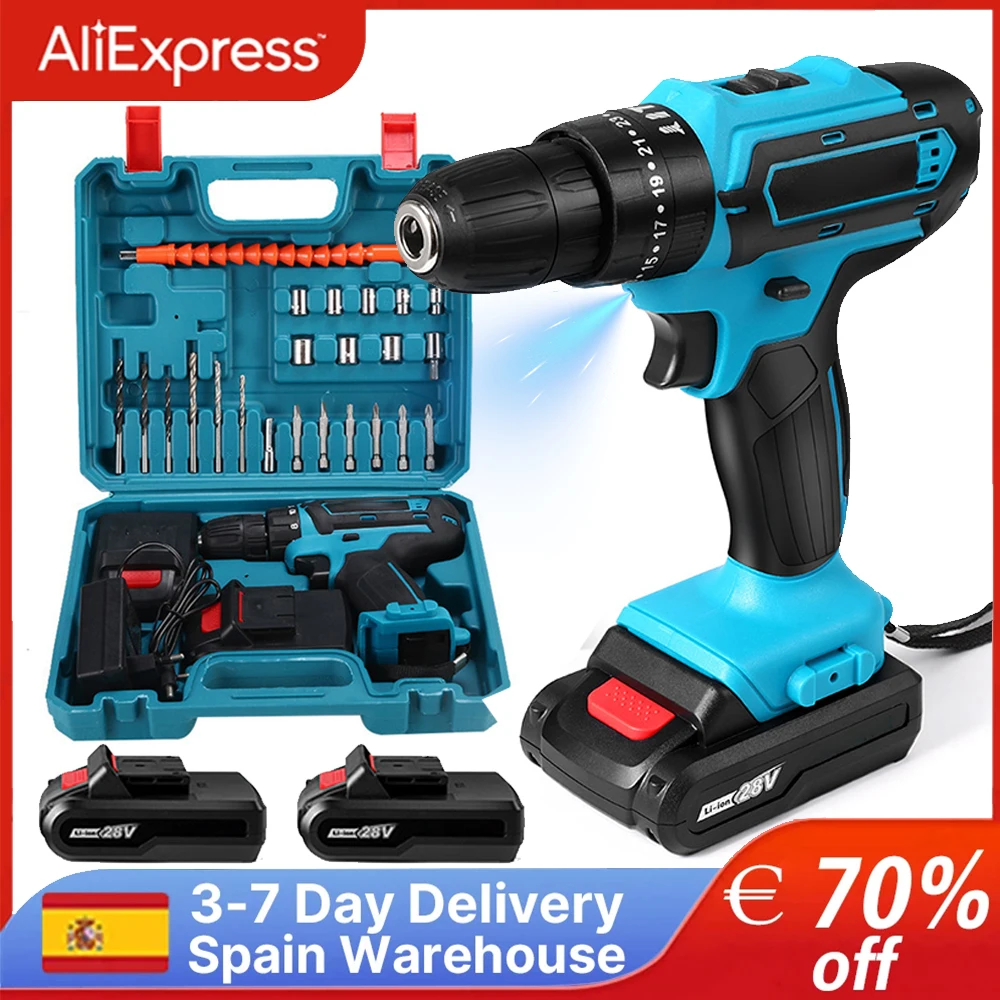 28V Cordless Drill Package 1350rpm High Speed Drills Rechargeable ...