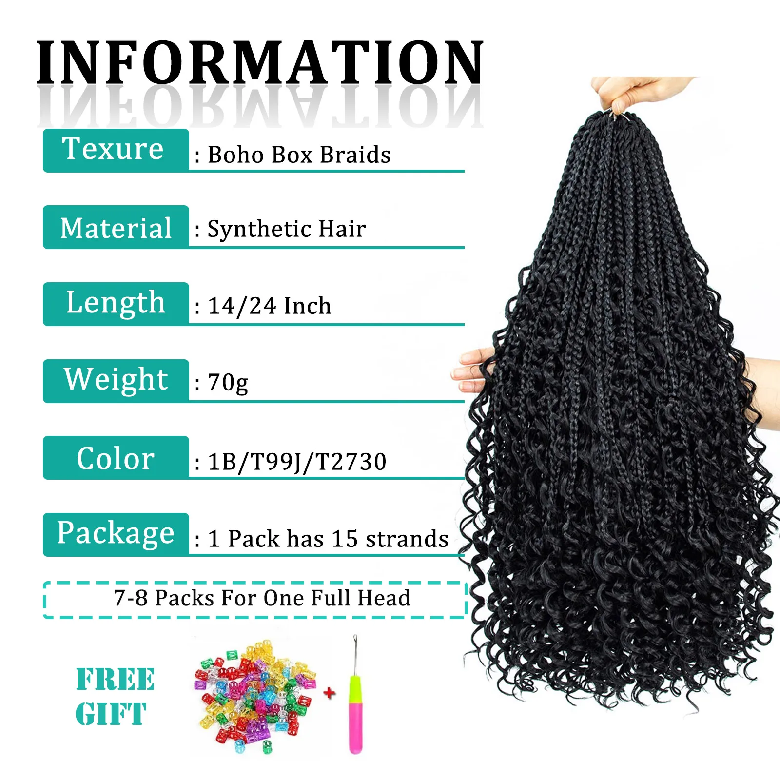 Boho Box Braids With Color