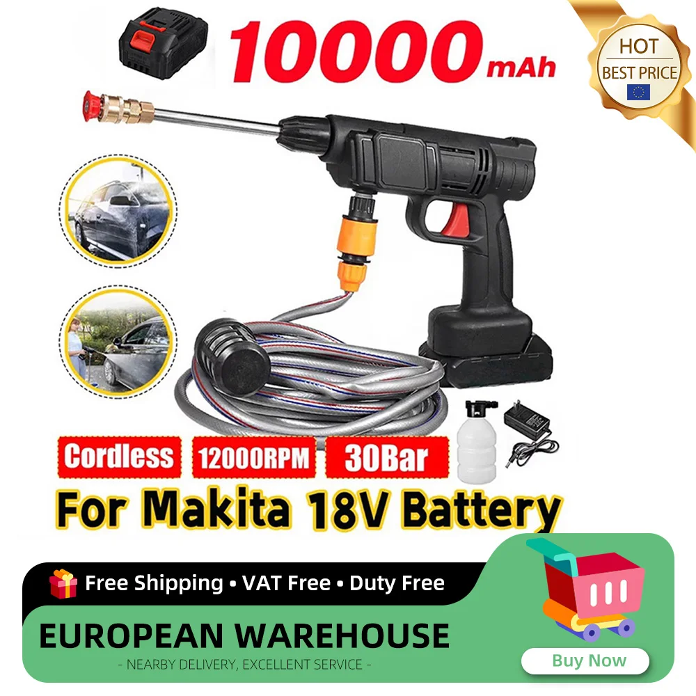 30bar Cordless High Pressure Cleaner Washer Spray Water Gun Car Wash ...