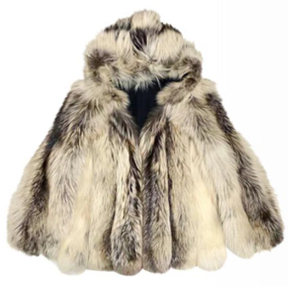 Denny&Dora Natural Full Pelt Thick Genuine Fox Fur Jacket Fashion Men ...