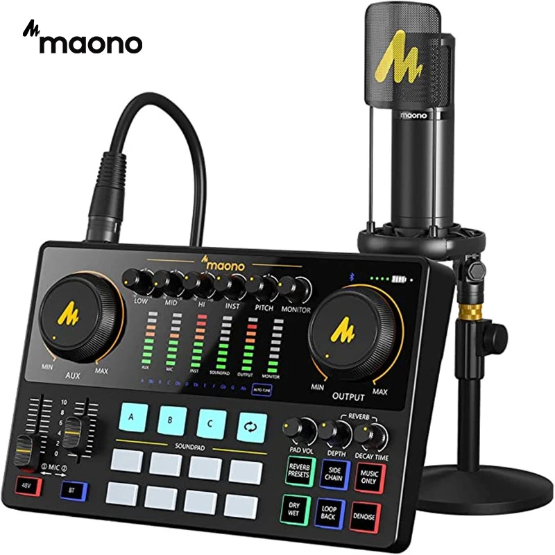 Maonocaster Sound Card Set With Microphone, All In 1 Podcast, Audio ...