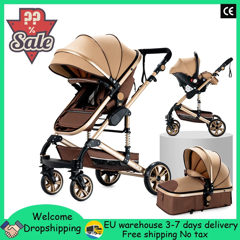 Cochecito de bebé de lujo 3 en 1, carrito de viaje portátil, plegable, marco de aluminio, coche ...