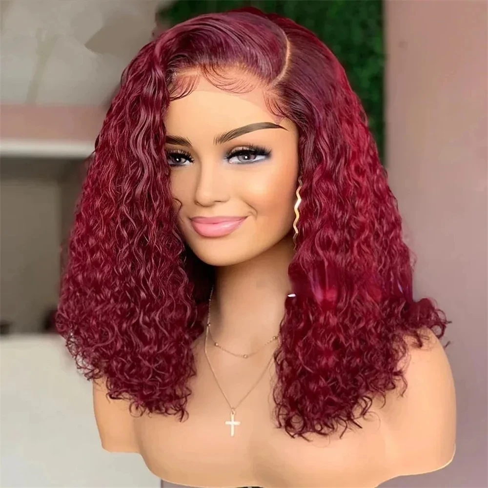 99J-Burgundy-Short-Hair-13x4-HD-Transparent-Pre-pluck-Lace-Front-Wigs ...