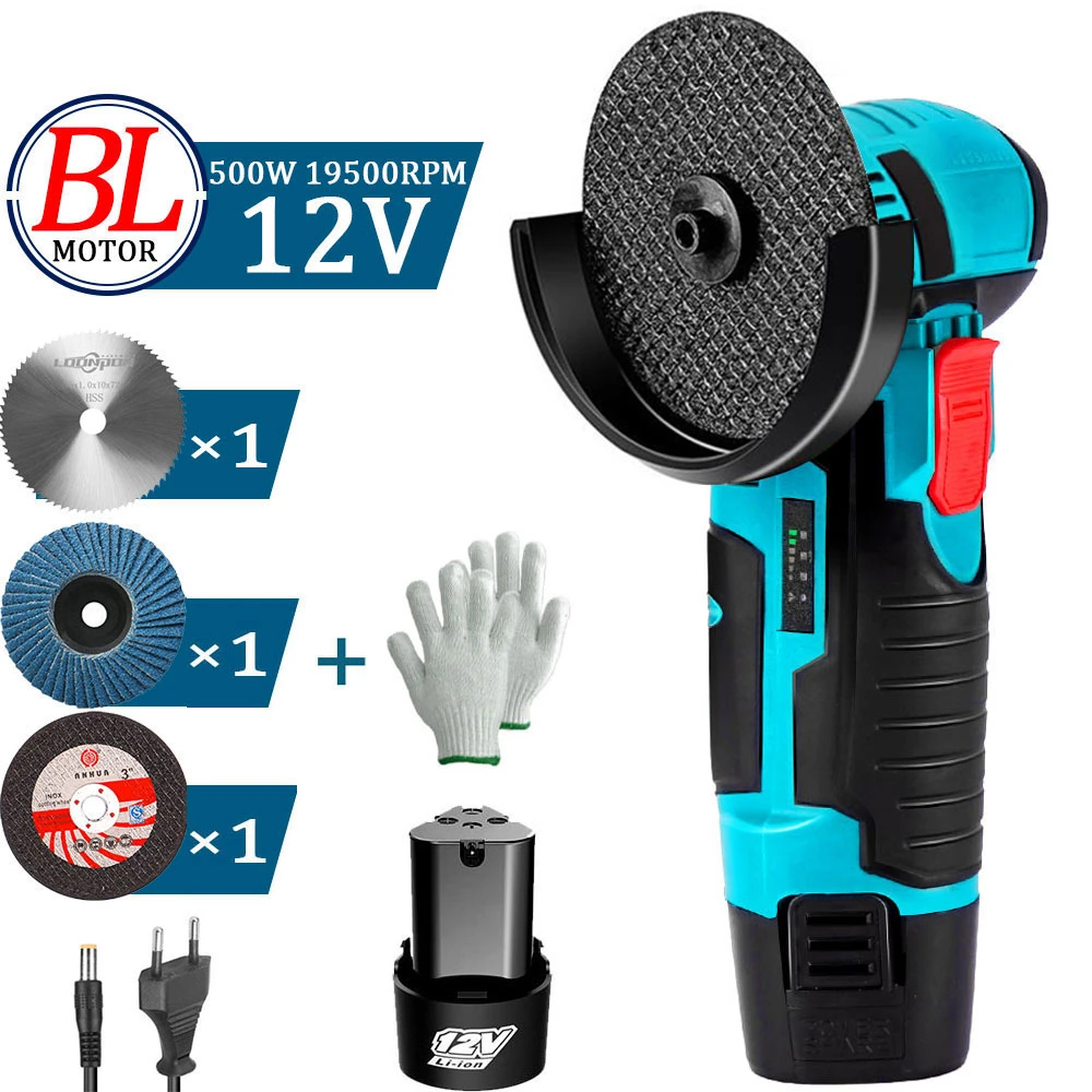 12V Brushless Angle Grinder Lithium Battery 500W 19500Rpm Cordless Mini ...