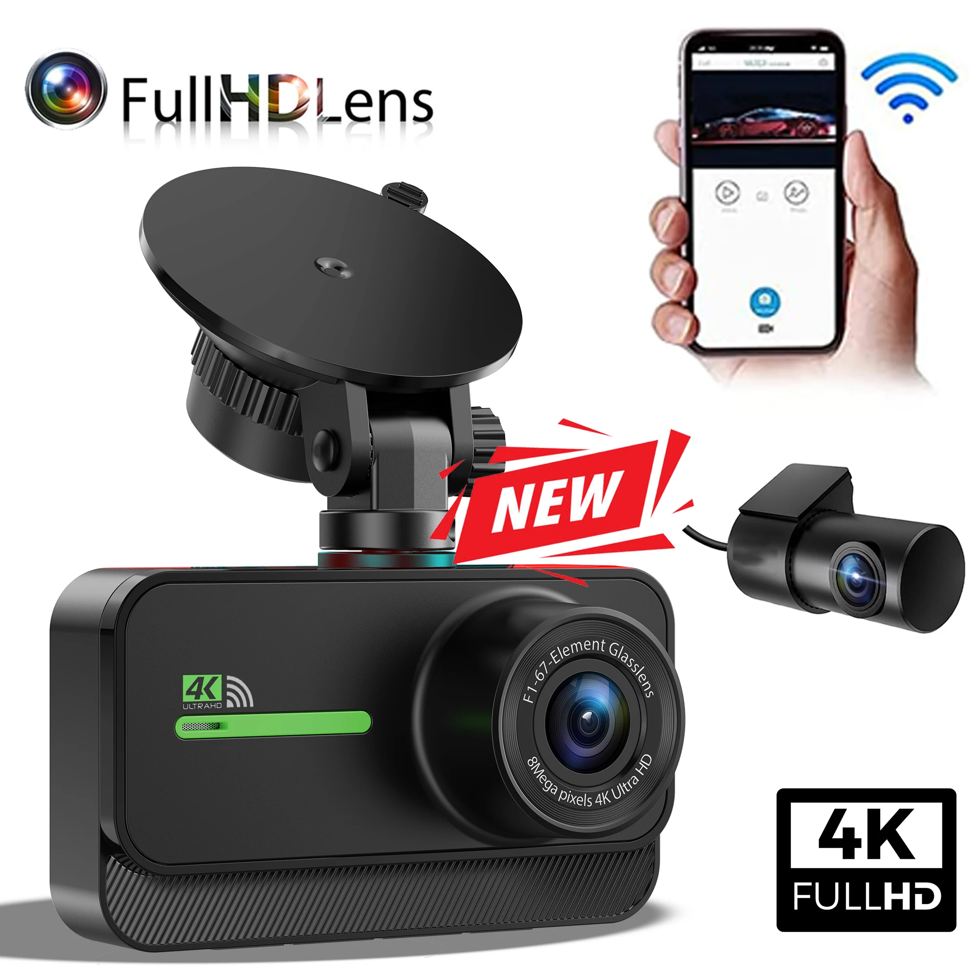4K Ultra High Definition Car DVR with Front And Rear Cameras Black Box ...