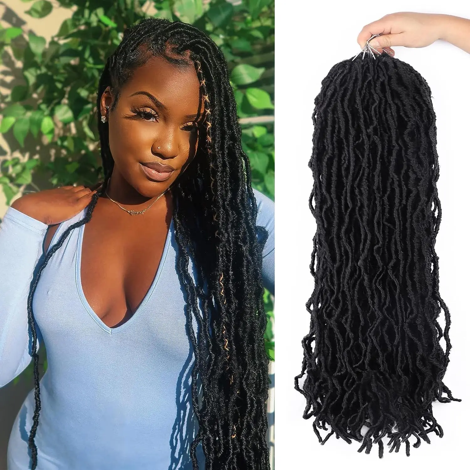 Wavy-Crochet-Synthetic-Braids-Dreadlocks-Faux-locs-Crochet-Hair-Soft ...