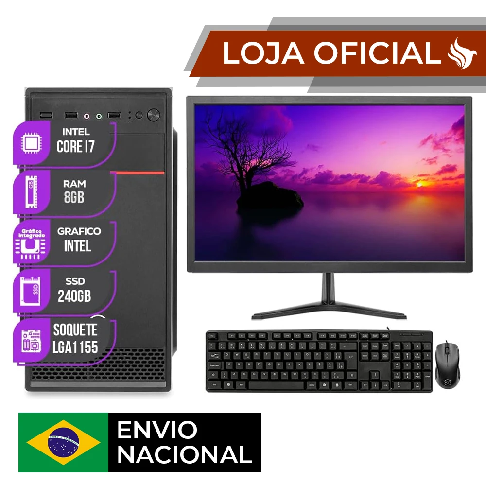PC CPU Completo Mancer, Intel Core I7, 8GB de Ram, SSD 240GB + Monitor 19