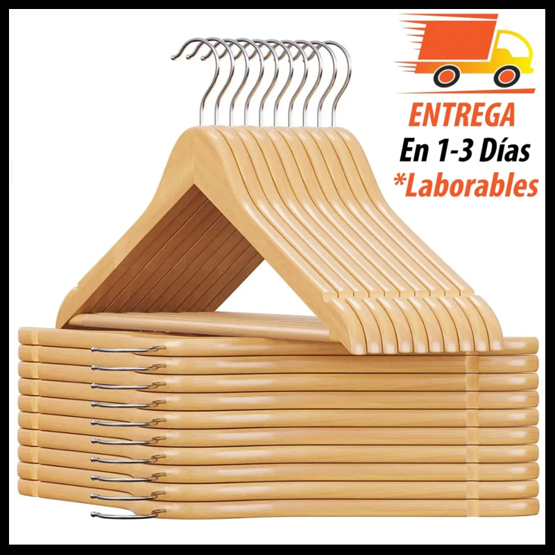 Perchas-de-Madera-para-Armario-Colgador-de-Ropa-Pantalones-Camisetas ...