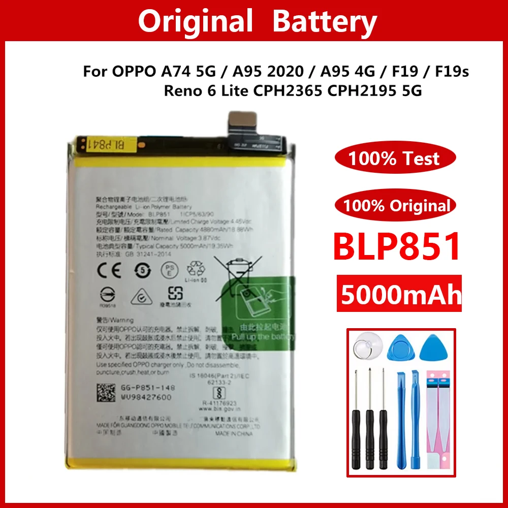 100-Genuine-Original-5000mAh-BLP851-Battery-For-OPPO-A74-5G-A95-4G-F19 ...